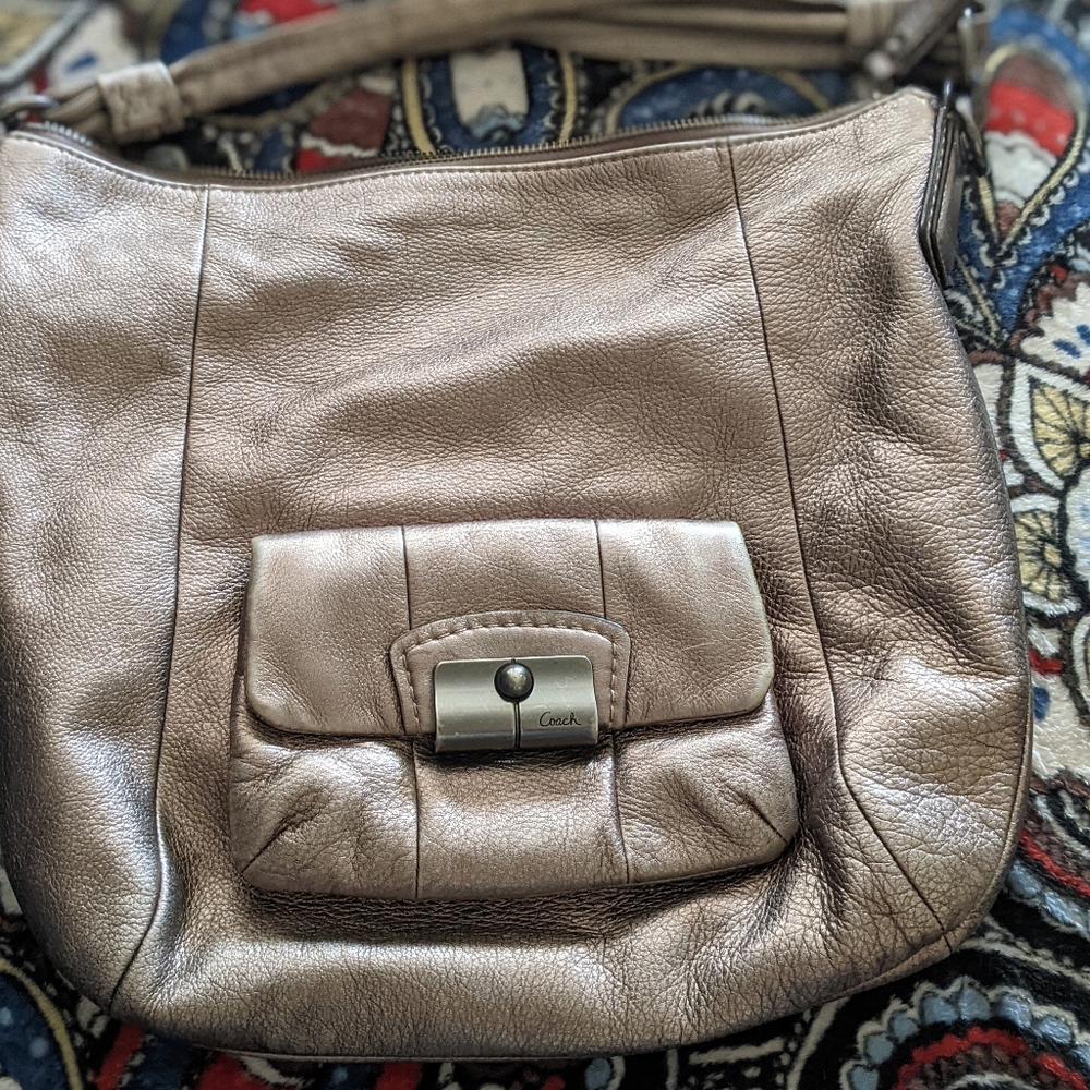 Coach 14783 Kristin Leather Hobo Bag Marcasite - Gem